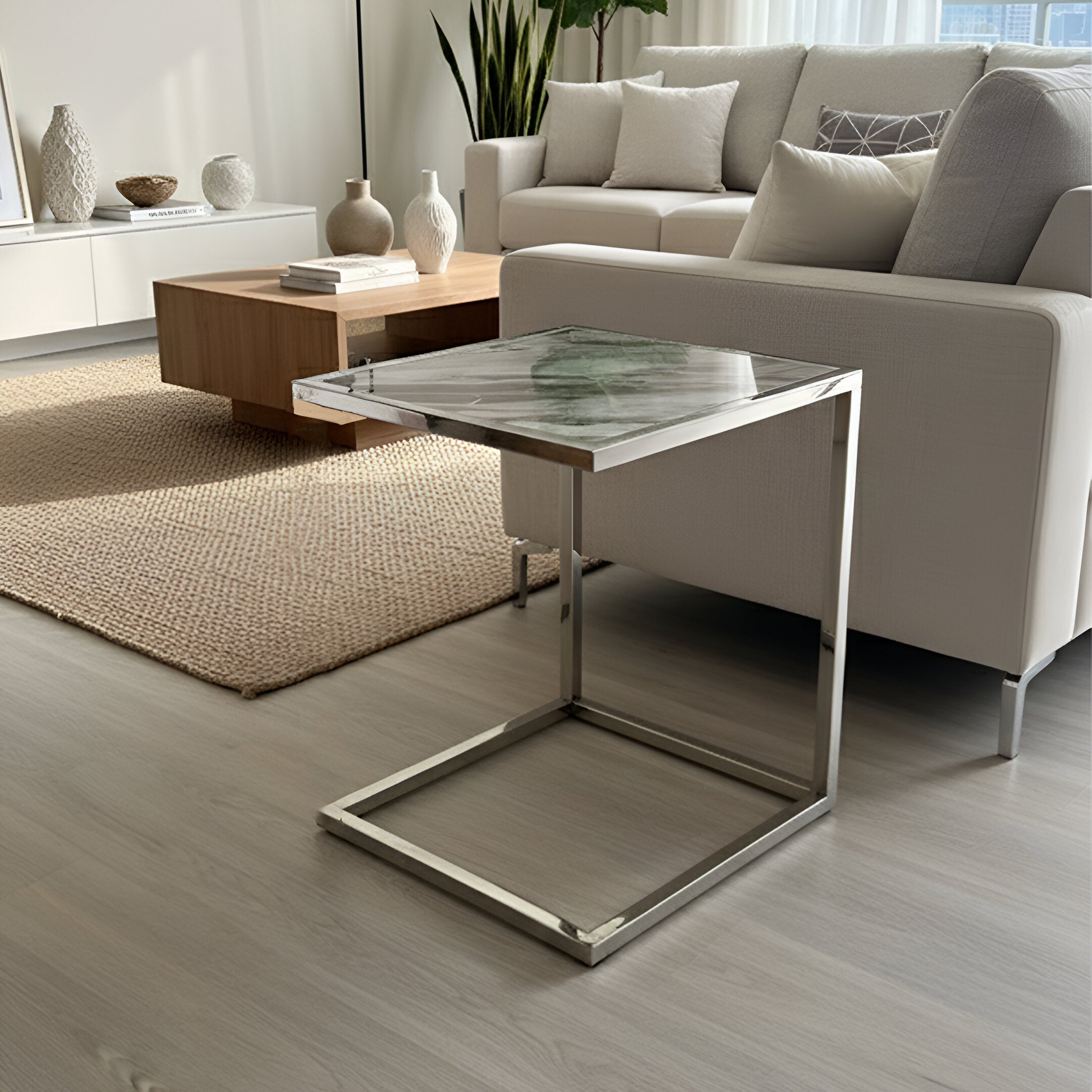 Intimate Side Table | Marble Top & Chrome C-Table | Bless Brothers SG