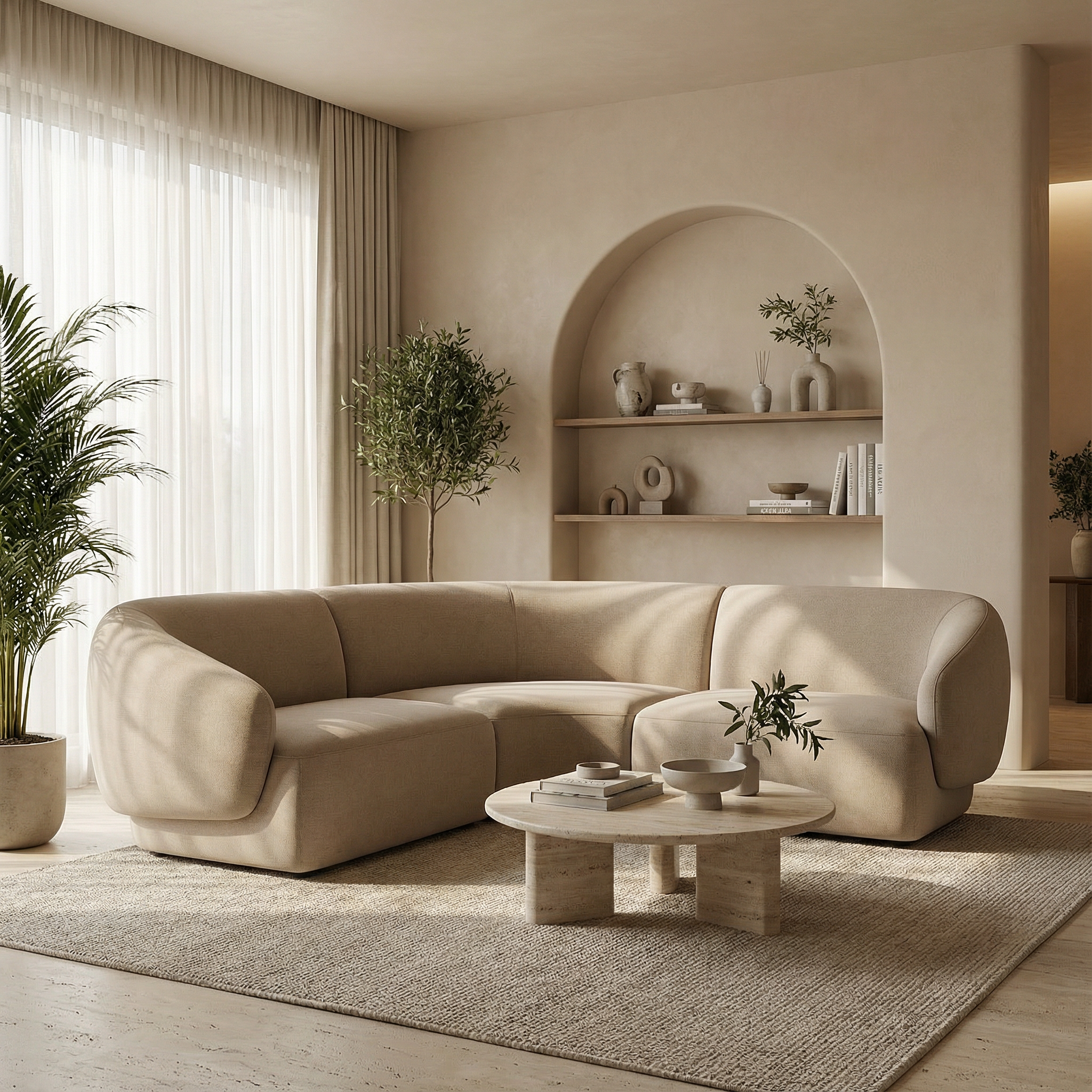 Katherine Corner Sofa Singapore | Modern Curved Sofa for Living Rooms