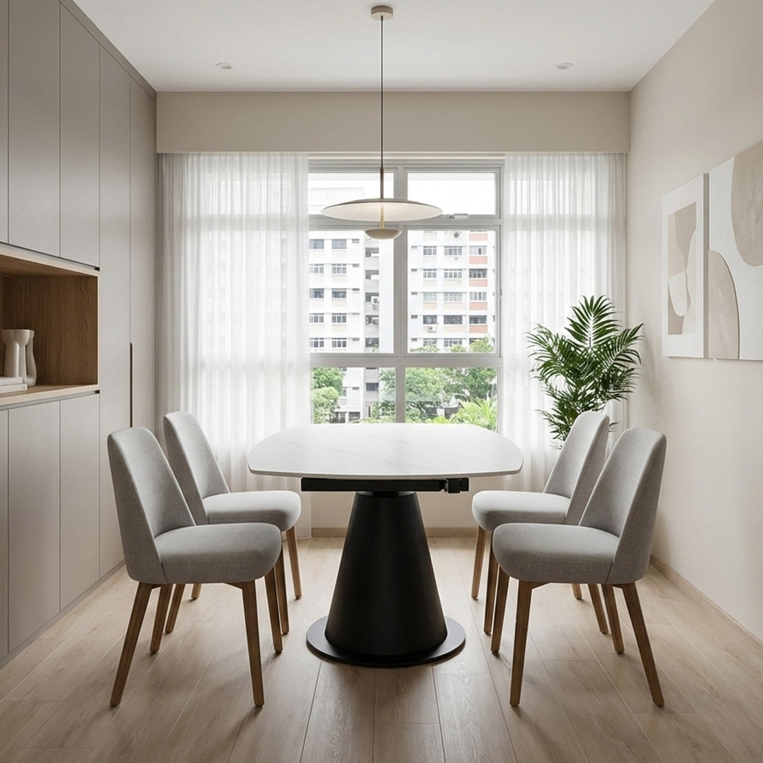 Majorie Extendable Marble Dining Table | Matte White | Bless Brothers SG